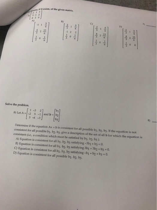 Solved fit exists of the given matrix melo - نهاد w/w w/o | Chegg.com