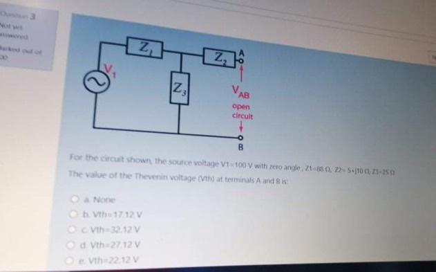 Solved z Z open circuit B For the circuit shown the source | Chegg.com