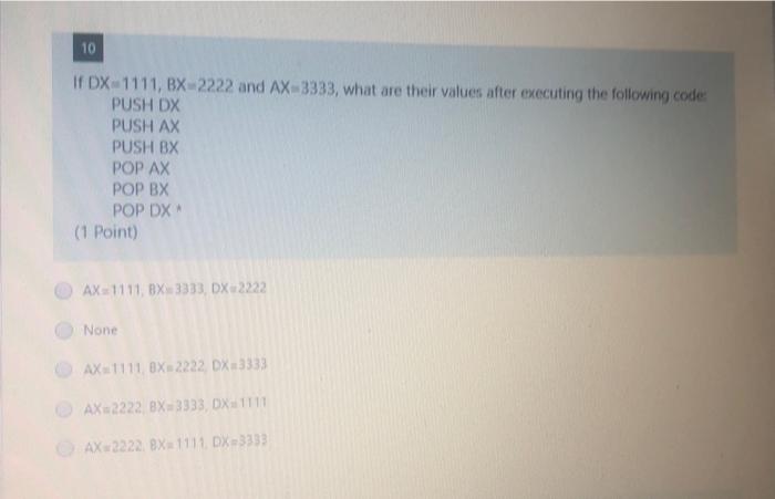 Solved 10 If DX1111, BX2222 and AX3333, what are their | Chegg.com