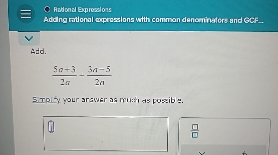 Solved Rational ExpressionsAdding rational expressions with | Chegg.com