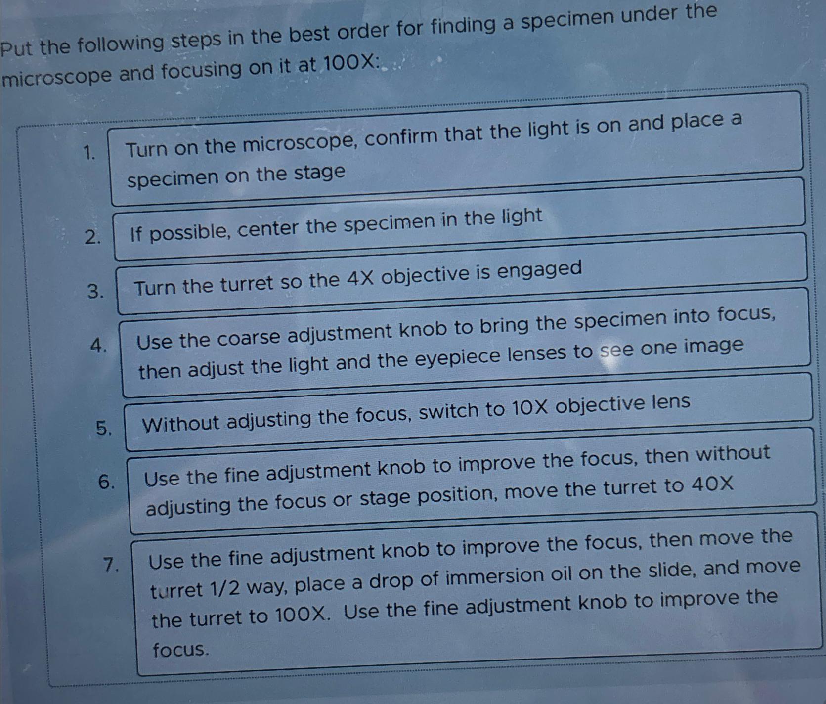 Solved Put the following steps in the best order for finding | Chegg.com