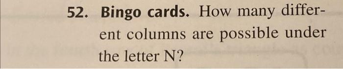 Solved A typical bingo card is shown in the figure. The | Chegg.com