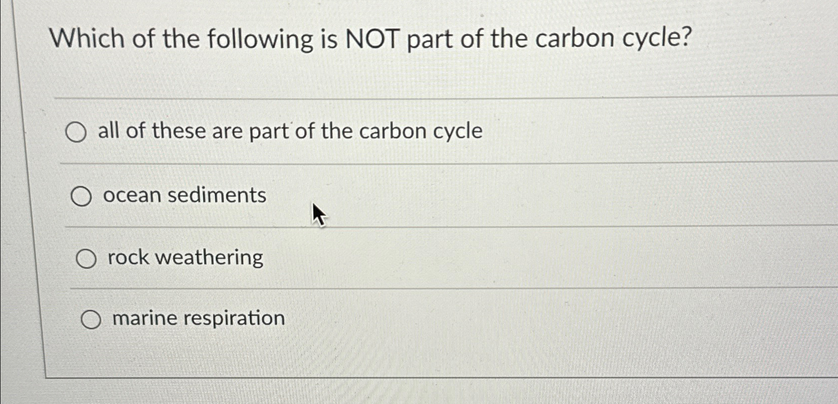 Solved Which of the following is NOT part of the carbon | Chegg.com