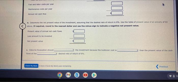 Solved Net Present Value Method-Annuity Osborne Excavation | Chegg.com