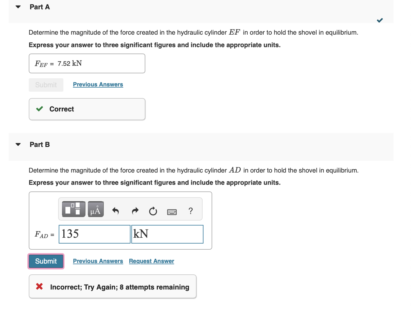 Solved Part A Determine the magnitude of the force created | Chegg.com