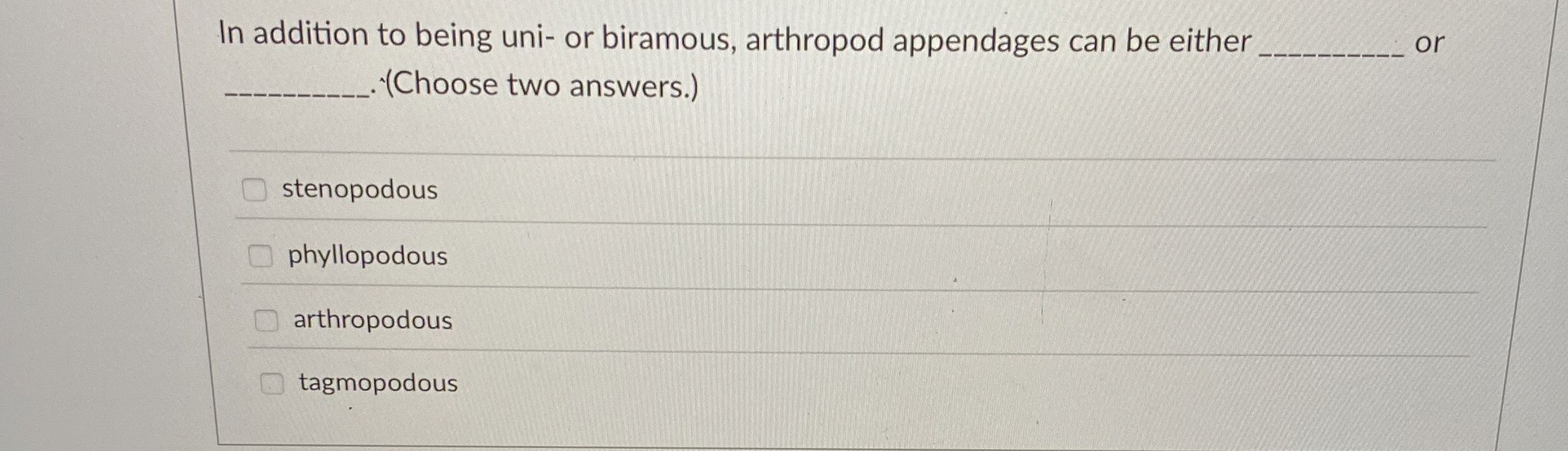 High Quality SOLUTION In addition to being uni- ﻿or biramous, arthropod ...