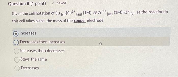 Solved Given the cell notation of \( | Chegg.com