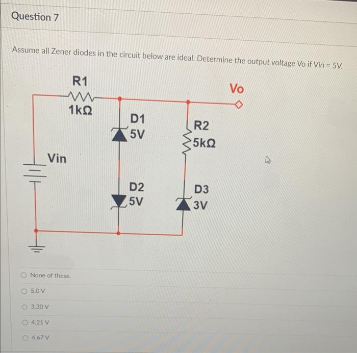 Solved Assume all Zener diodes in the circuit below are | Chegg.com