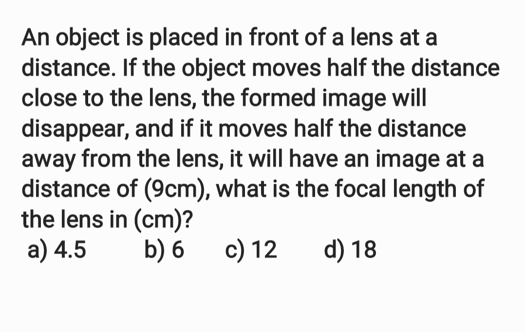 Solved An object is placed in front of a lens at a distance. | Chegg.com