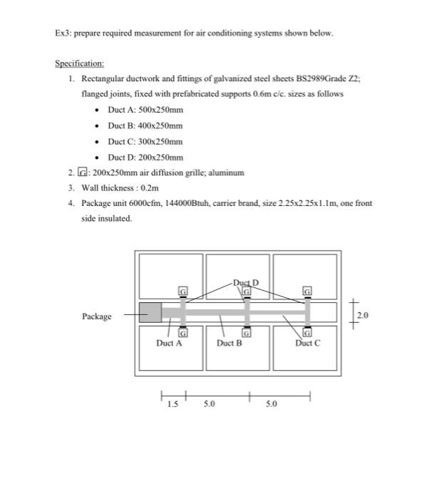 Solved Specification: 1. Rectangular ductwork and fittings | Chegg.com