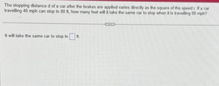 Solved The stopping distance d of a car after the brakes are | Chegg.com