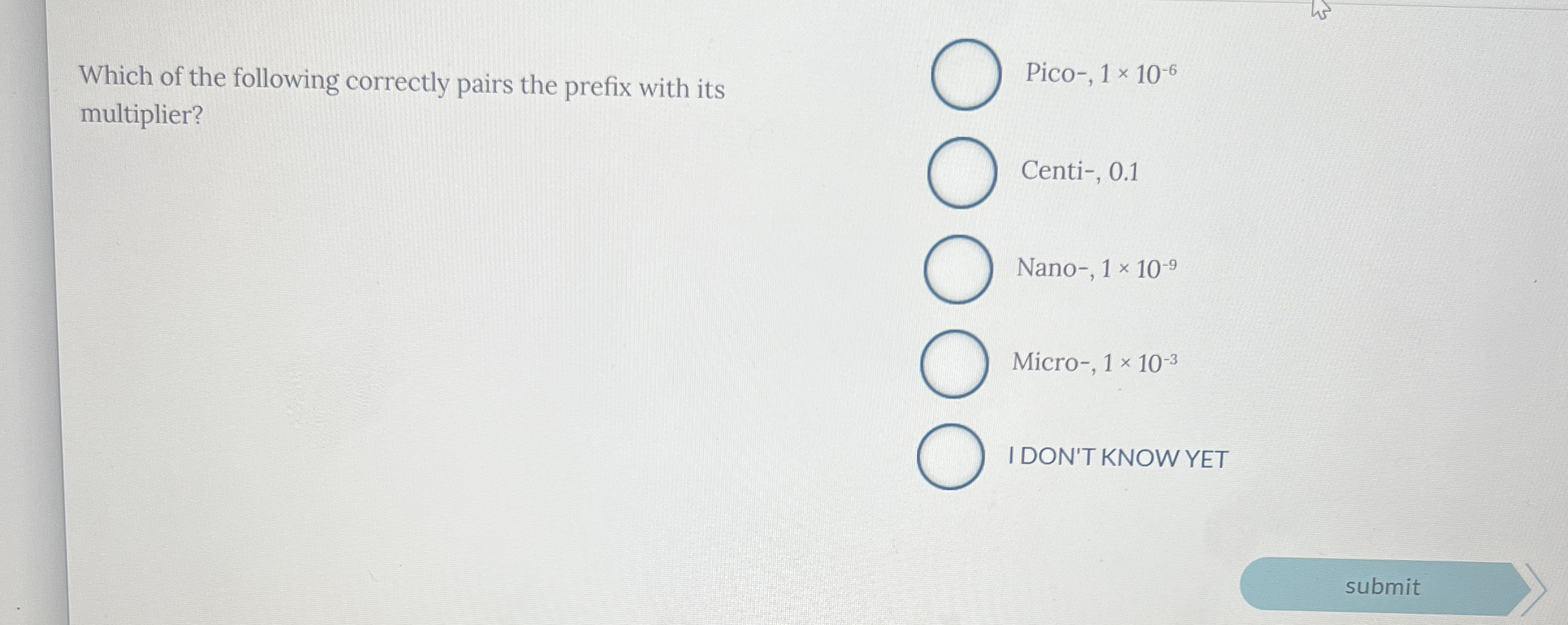 Solved Which of the following correctly pairs the prefix | Chegg.com