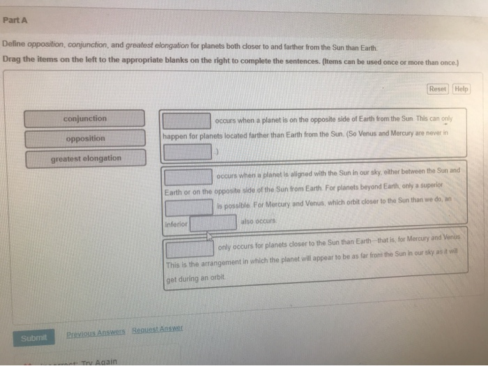 Solved Part A Define opposition, conjunction, and greatest | Chegg.com