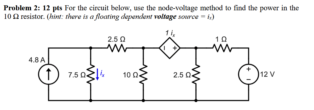 Use the node-voltage method to find the power in the | Chegg.com