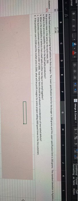 Solved opy Merge & Center. BIU. $. % ) Conditional Format | Chegg.com