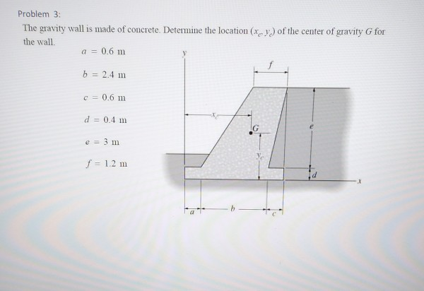Solved Problem 3 The gravity wall is made of concrete. | Chegg.com