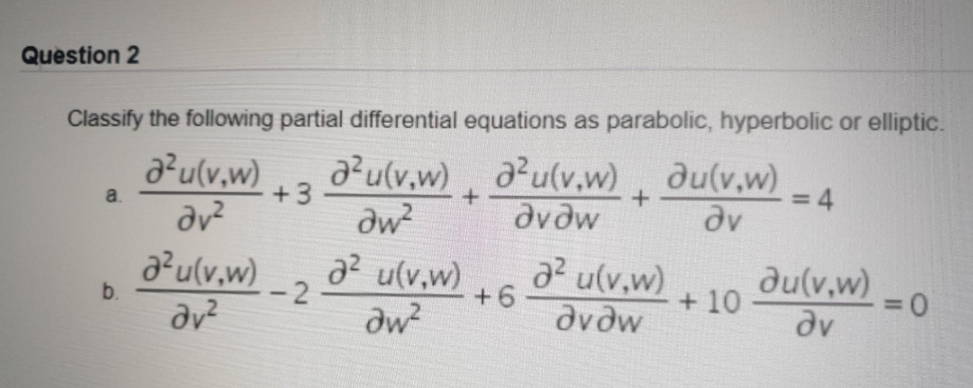 Solved Classify the following partial differential equations | Chegg.com