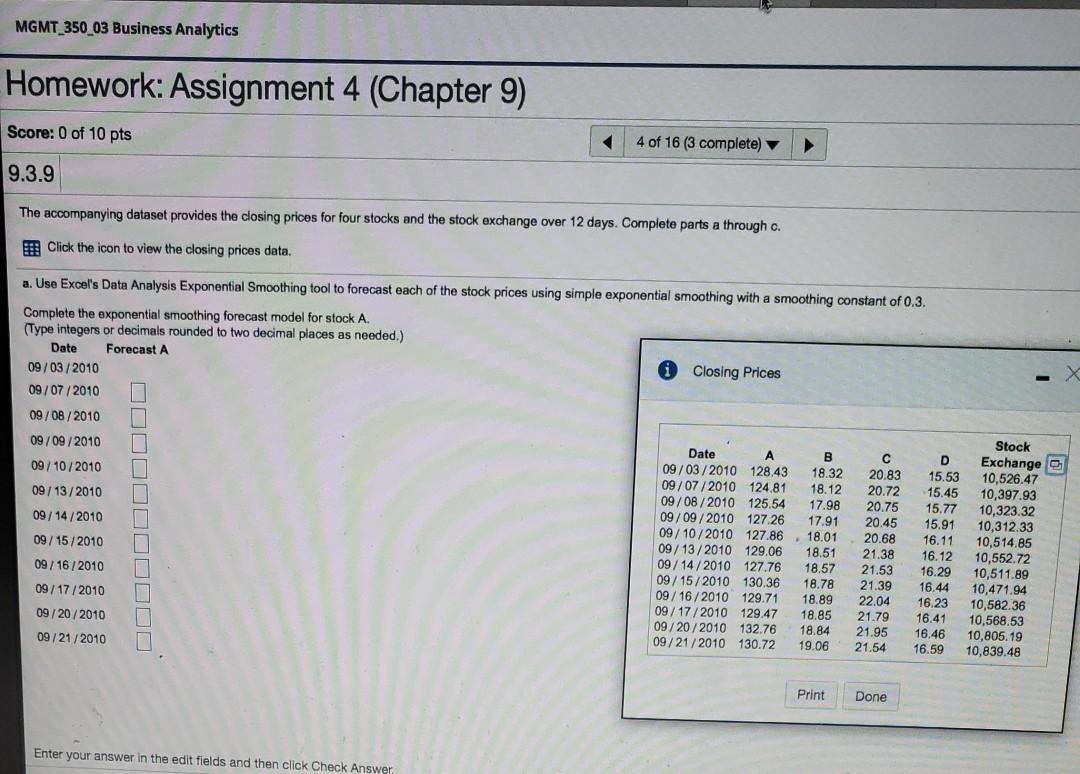 Solved MGMT_350_03 Business Analytics Homework: Assignment 4 | Chegg.com