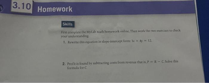 Solved First complete the MyLab Math homework online. Then | Chegg.com
