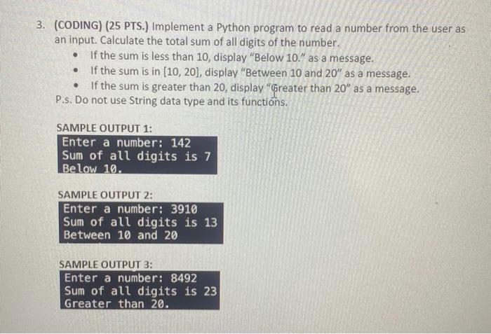 Solved (CODING) (25 PTS.) Implement a Python program to read | Chegg.com Solved (CODING) (25 PTS.) Implement a Python program to read | Chegg.com