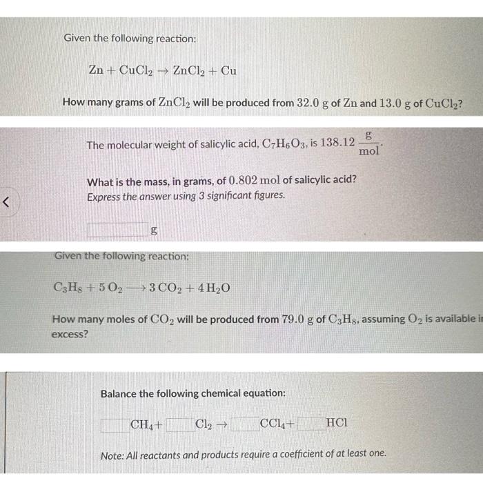 Solved Given the following reaction: Zn+CuCl2→ZnCl2+Cu How | Chegg.com