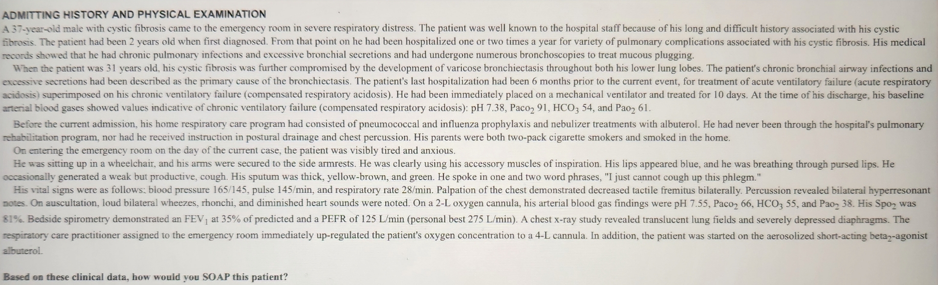 Solved ADMITTING HISTORY AND PHYSICAL EXAMINATIONA | Chegg.com