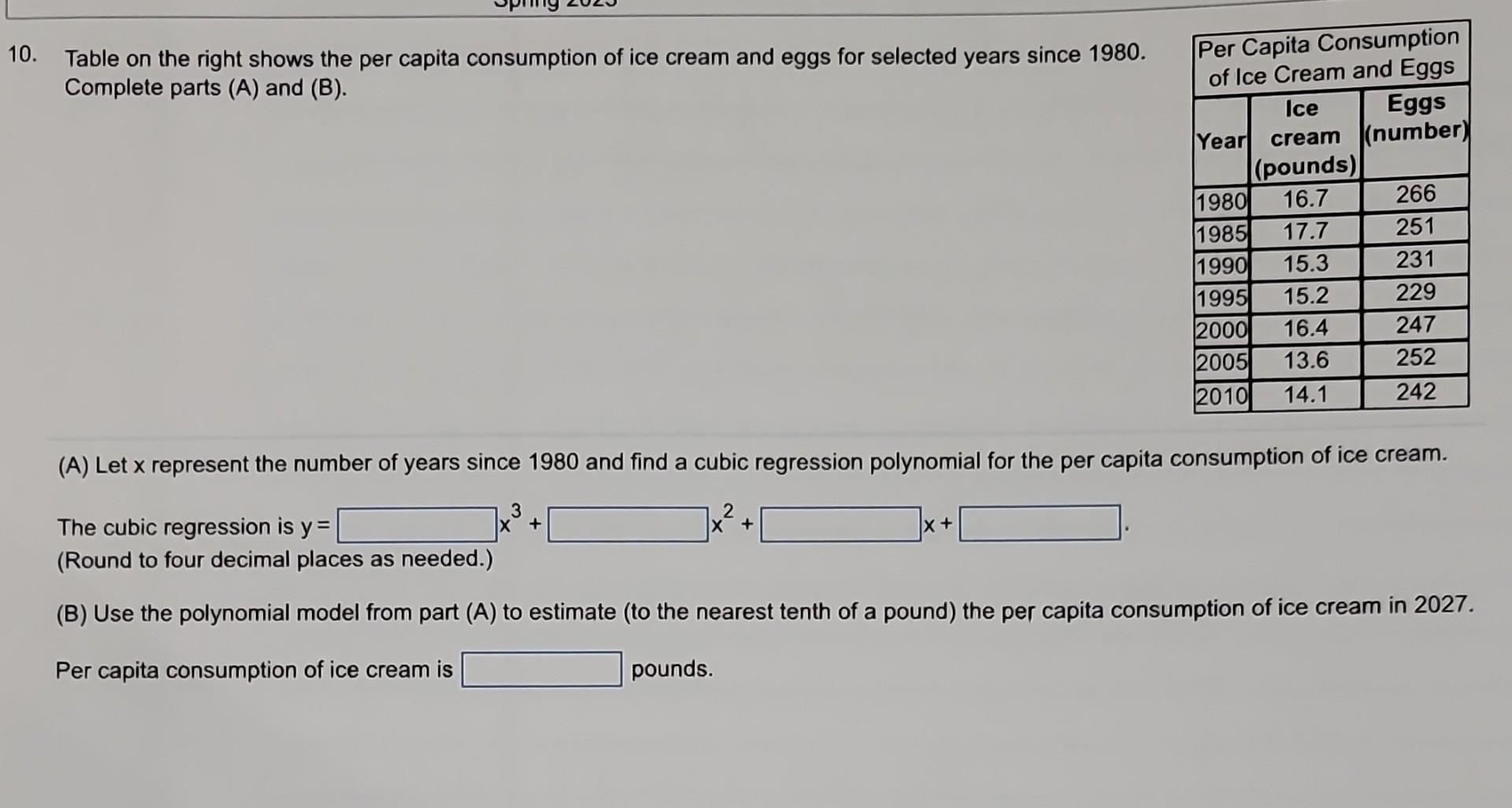 Solved 0. Table on the right shows the per capita | Chegg.com