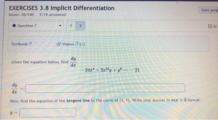 Solved EXERCISES 3.8 Implicit Differentiation Save pros | Chegg.com