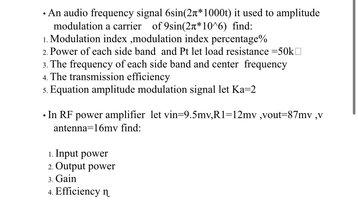 Solved An audio frequency signal 6sin(2π**1000t) ﻿it used to | Chegg.com
