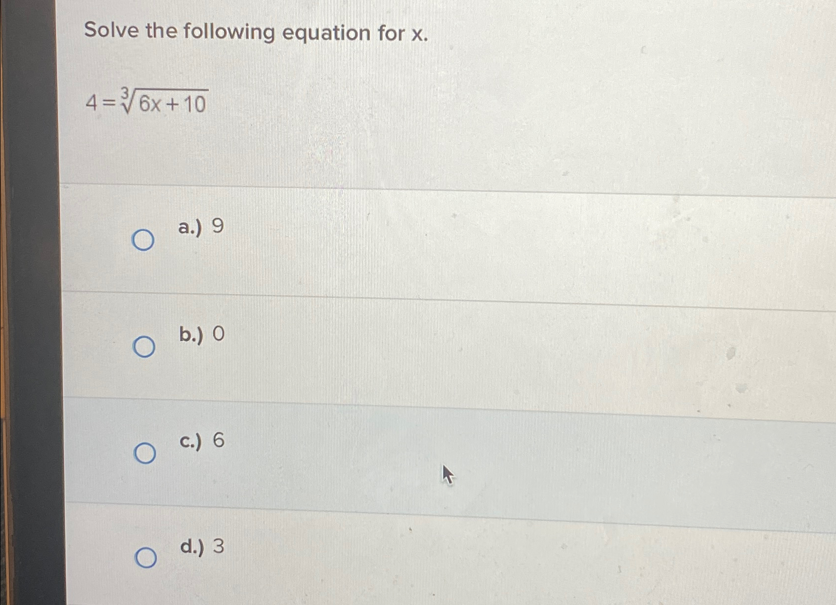 Solved Solve the following equation for | Chegg.com