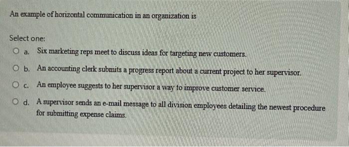 An example of horizontal communication in an | Chegg.com