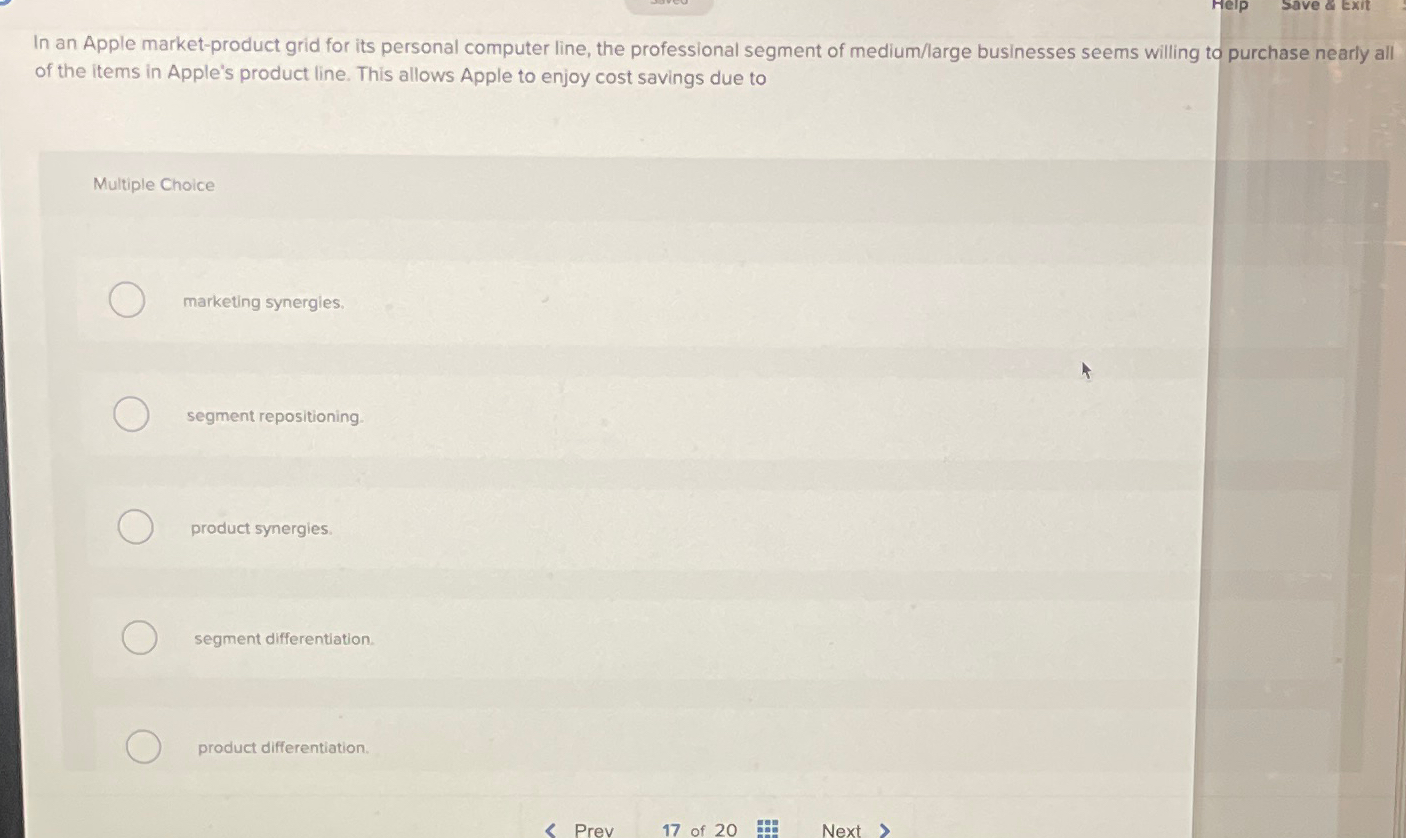 Solved In an Apple market-product grid for its personal | Chegg.com