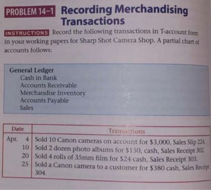 Solved PROBLEM 14-1 Recording Merchandising Transactions | Chegg.com