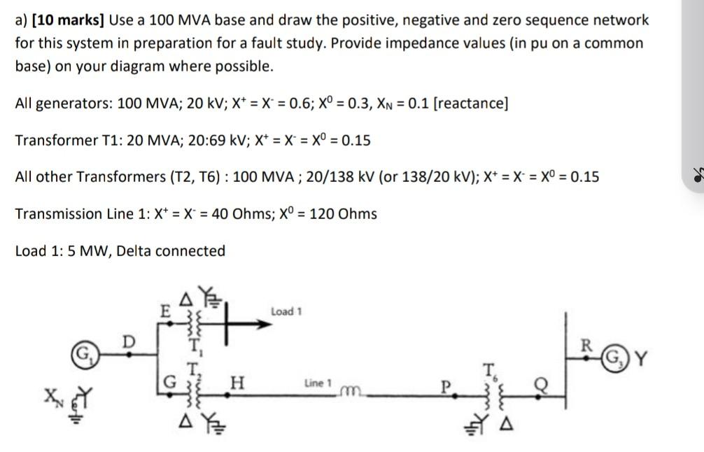 Solved a) (10 marks] Use a 100 MVA base and draw the | Chegg.com