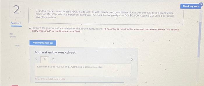 Solved 2 Part 2 of 2 10 points Print Grandpa Clocks, | Chegg.com