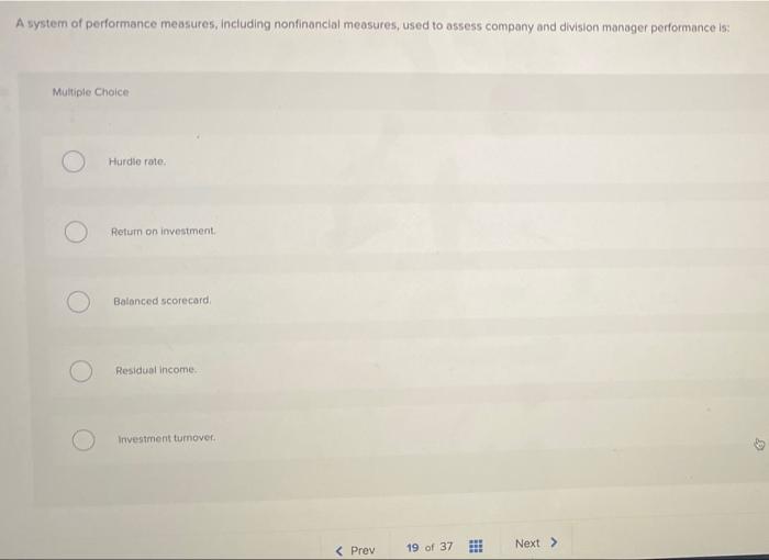 Solved A system of performance measures, including | Chegg.com