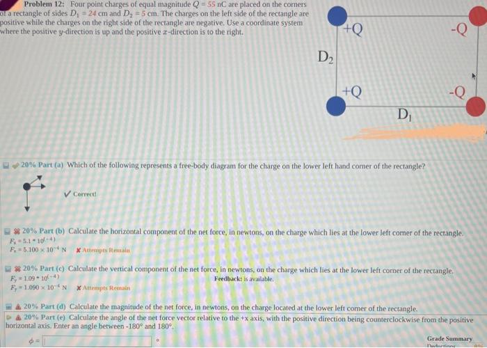 Solved Problem 12: Four point charges of equal magnitude | Chegg.com