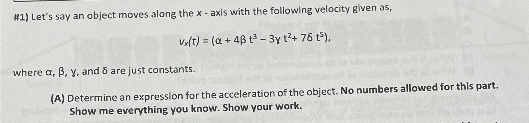 Solved #1) ﻿Let's say an object moves along the x - ﻿axis | Chegg.com