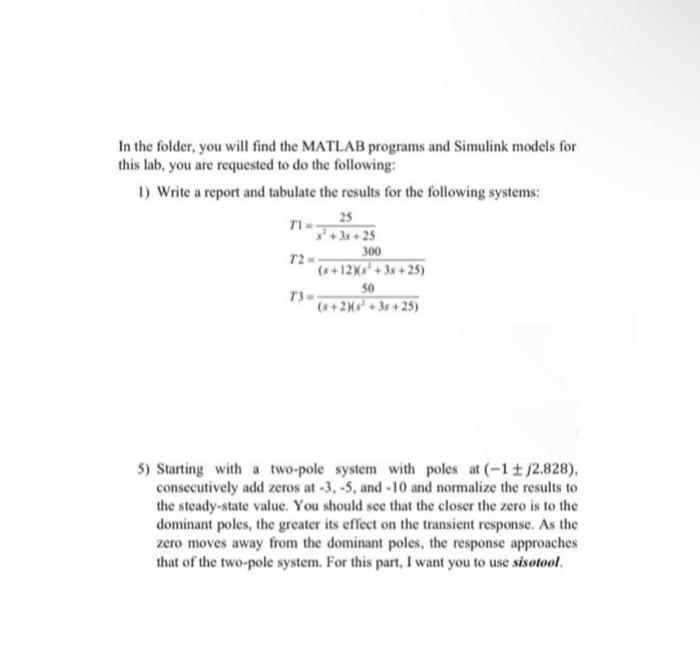 Solved In the folder, you will find the MATLAB programs and | Chegg.com