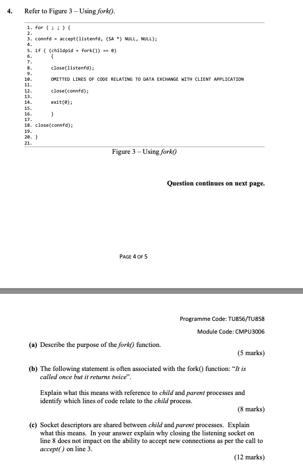 Solved Refer to Figure 3 - ﻿Using fork().Figure 3 - ﻿Using | Chegg.com