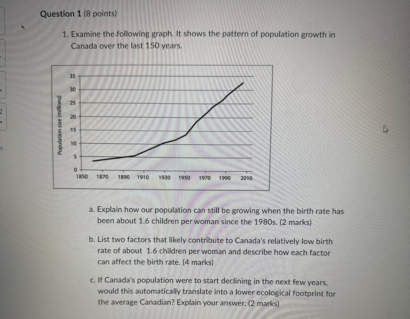 Solved Question 1 (8 ﻿points)Examine the.following graph. It | Chegg.com