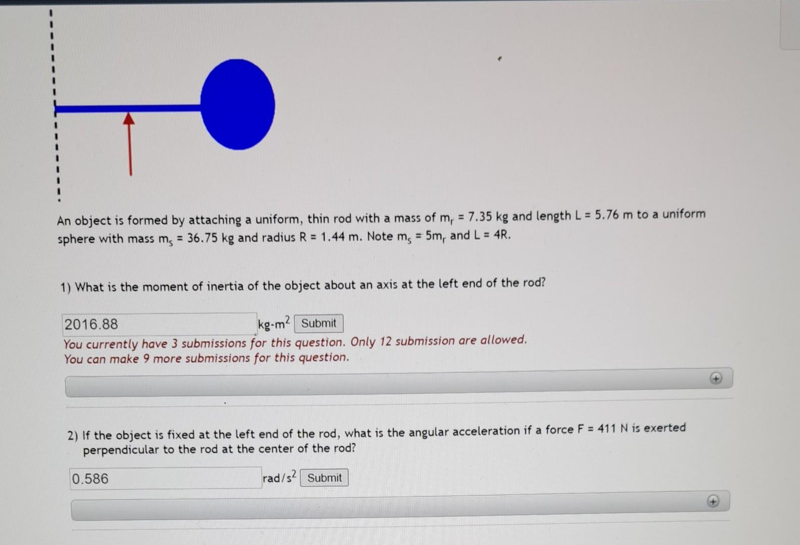 Solved An object is formed by attaching a uniform, thin rod | Chegg.com