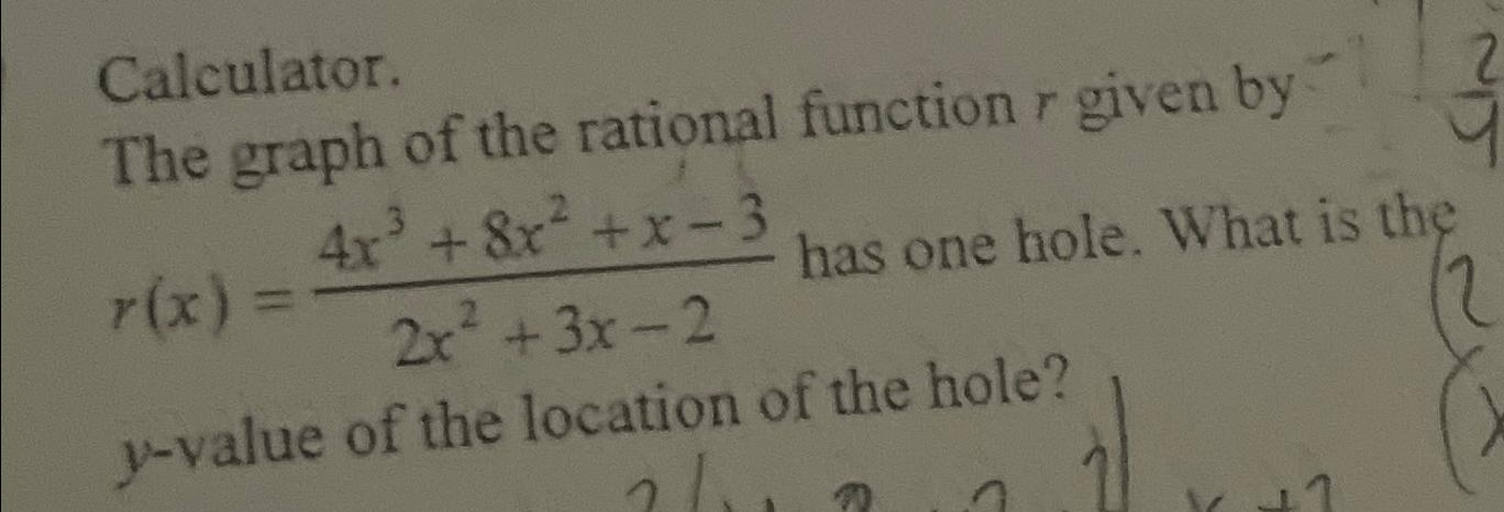 Solved Calculator.The graph of the rational function r | Chegg.com