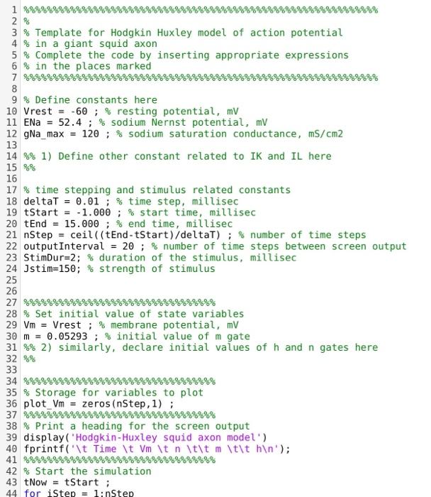 Problem 1: Simulating the Hodgkin-Huxley (HH) model | Chegg.com