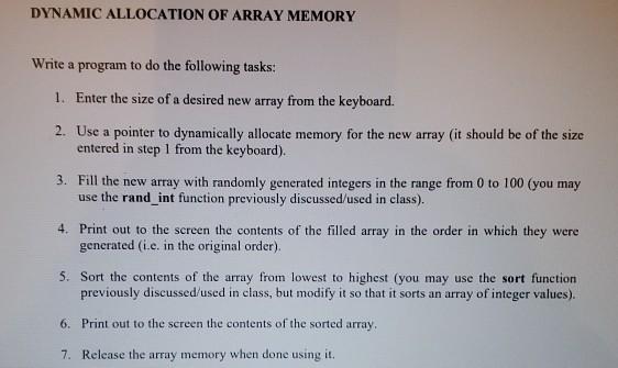 Solved using c++ and make a rand_int function and a sort | Chegg.com