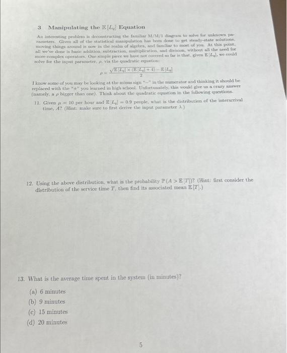 Solved 3 Manipulating the E [L] Equation An interesting | Chegg.com
