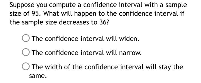 Solved Suppose you compute a confidence interval with a | Chegg.com