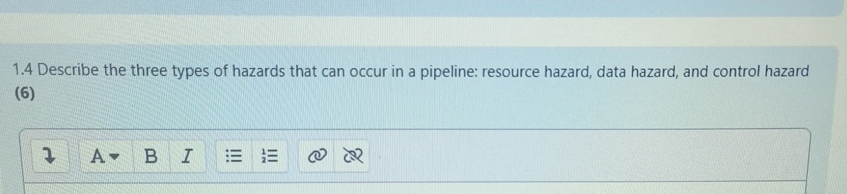 Solved 1.4 ﻿Describe the three types of hazards that can | Chegg.com