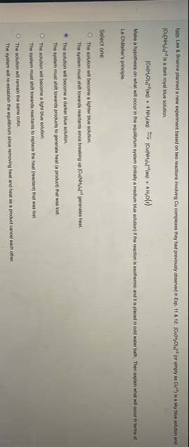 Solved [Cu2NH3)4 ﻿is a dark royal blue solution.Make a | Chegg.com