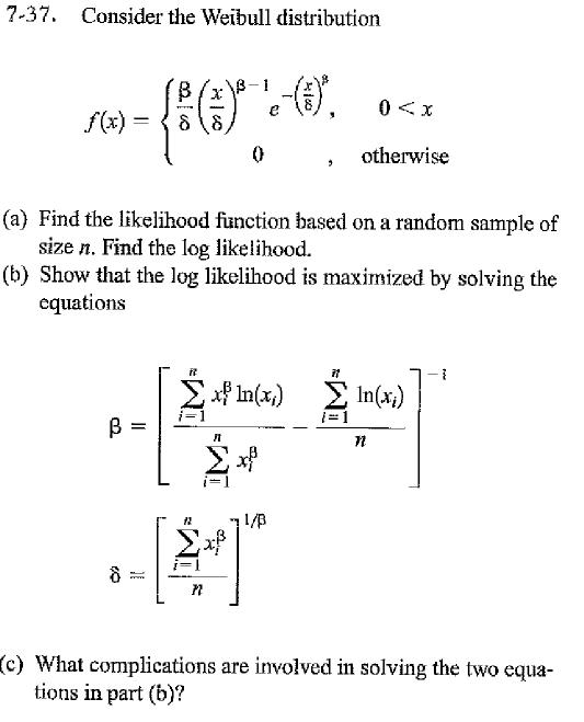 Consider the Weibull distribution Find the | Chegg.com